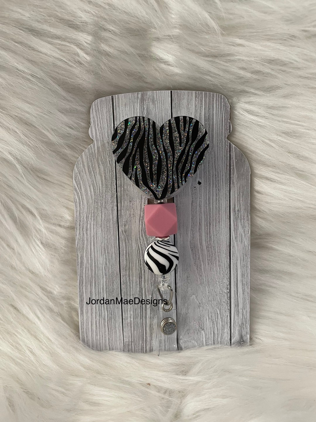 Zebra Heart Badge Reel | Beaded Badge Reel | Nursing Badge Reel | Zebra ...