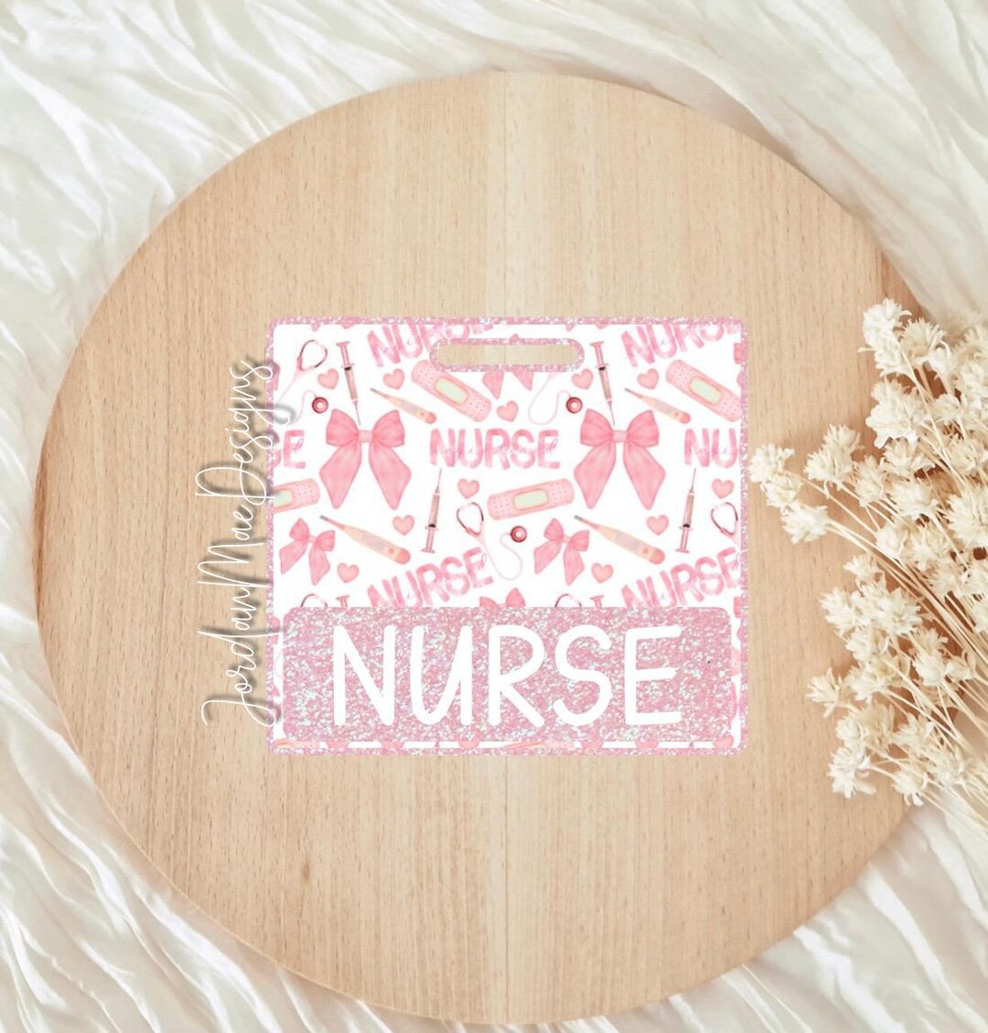 Pink Bow Badge Buddy | RN Nurse Pink Bow Glitter Badge Buddy ...