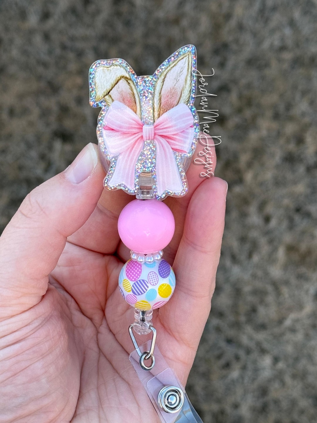 Easter Bunny Badge Reel | Beaded Badge Reel | Nursing Badge Reel ...