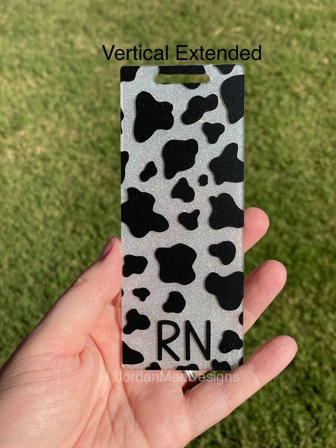 Cow Print Glitter Badge Buddy Cow Badge Buddy Black and - Etsy