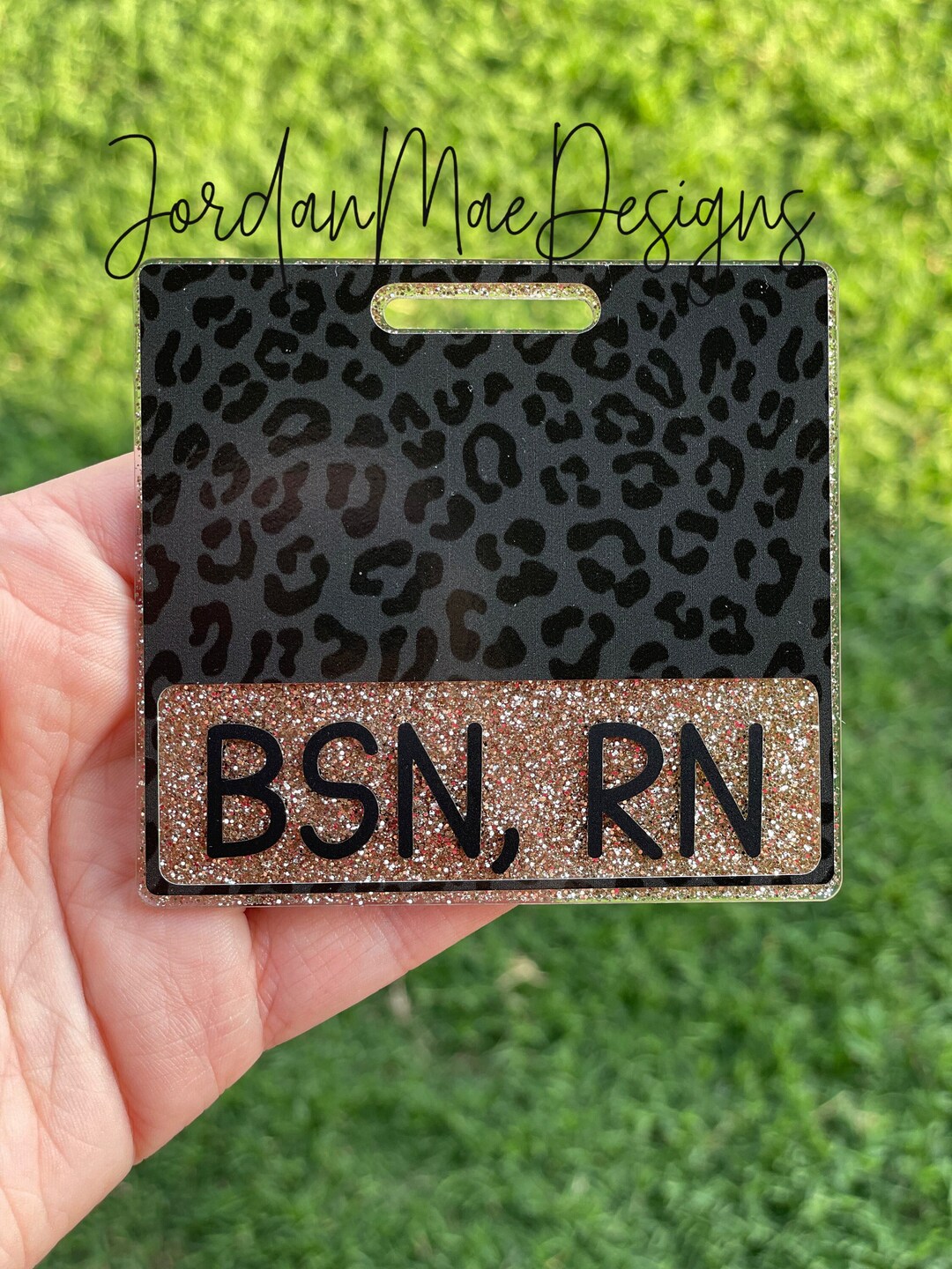 Black Leopard Badge Buddy | Gold Leopard Glitter Badge Buddy | ID ...