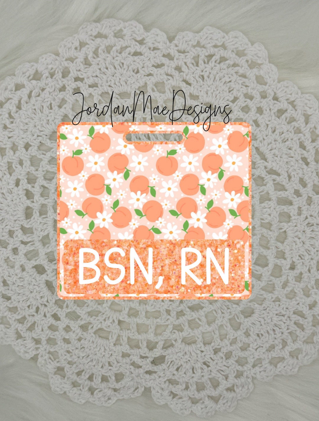 Peach Floral Badge Buddy | Pink Flower Badge Buddy | Flower Badge Buddy ...