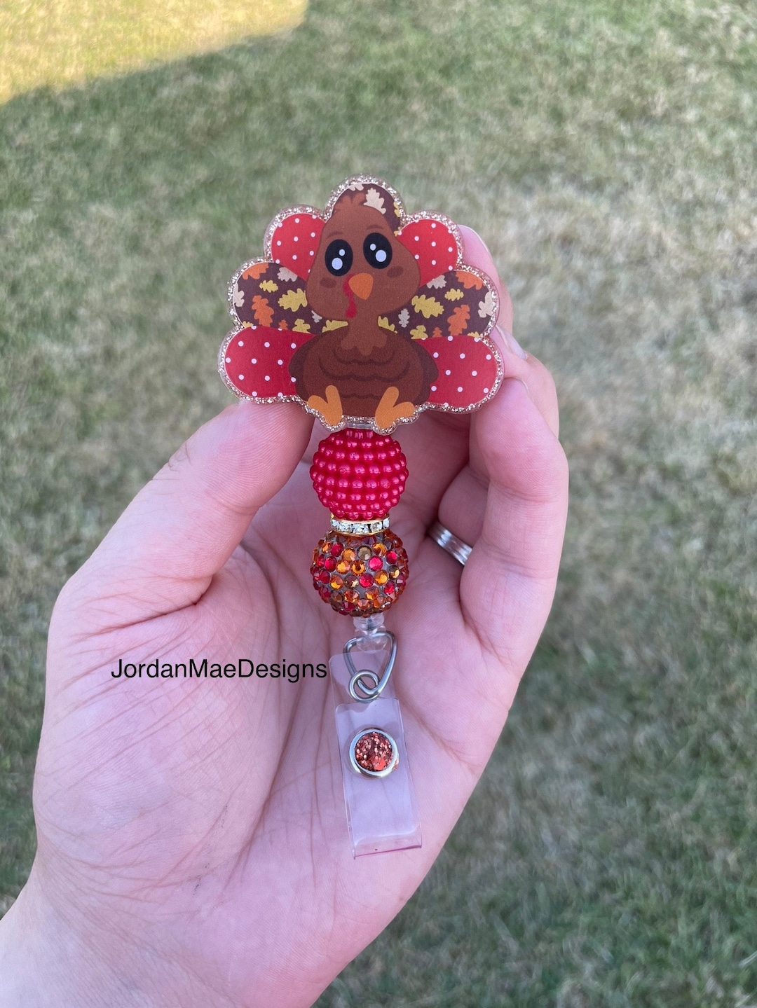 Turkey Badge Reel | Beaded Badge Reel | HIGH QUALITY | Nursing Badge ...
