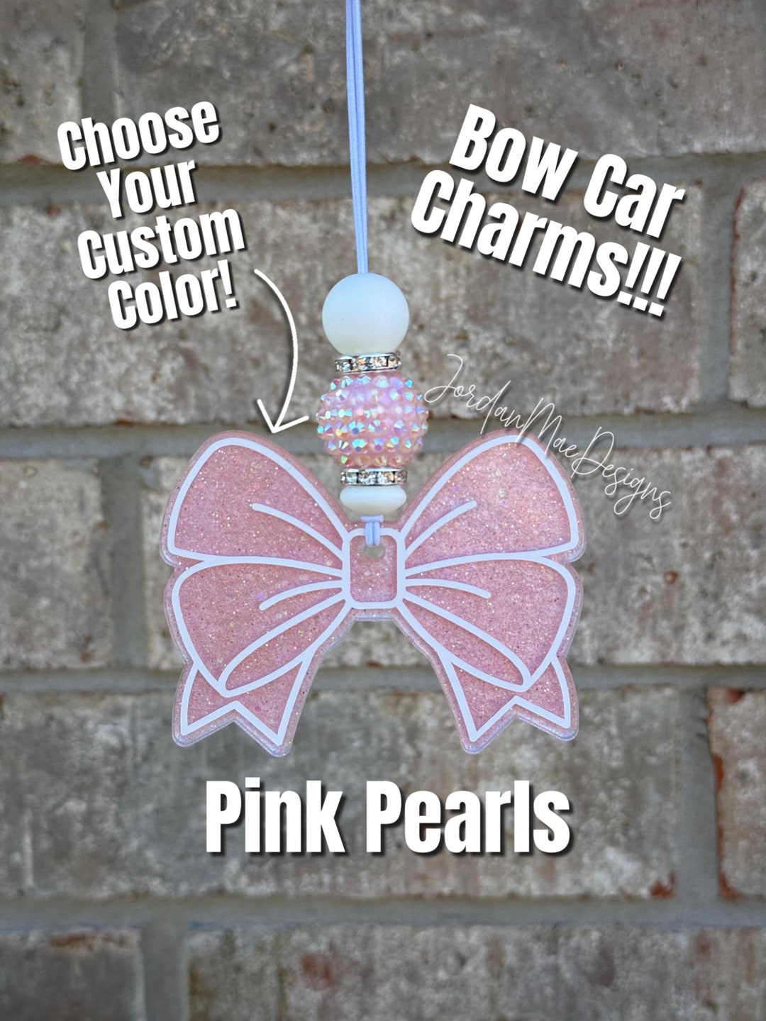 Custom Car Charm | Coquette Bow Car Accessory | Rearview Mirror ...