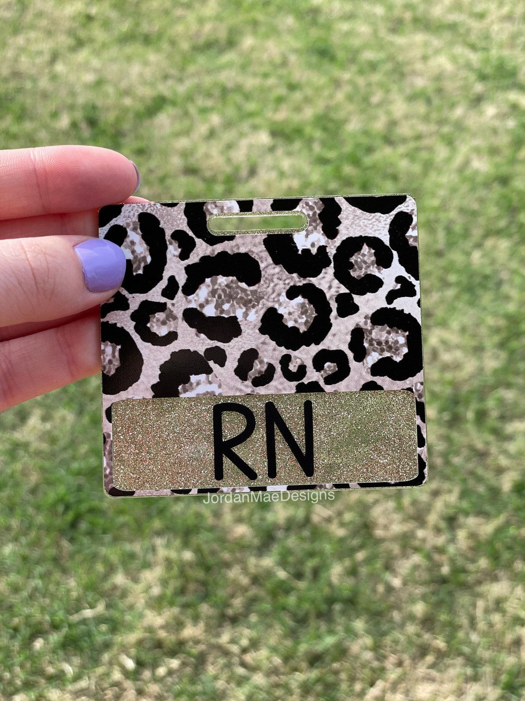 Champagne Silver Cheetah Print Badge Buddy | Leopard Badge Buddy | Gold ...