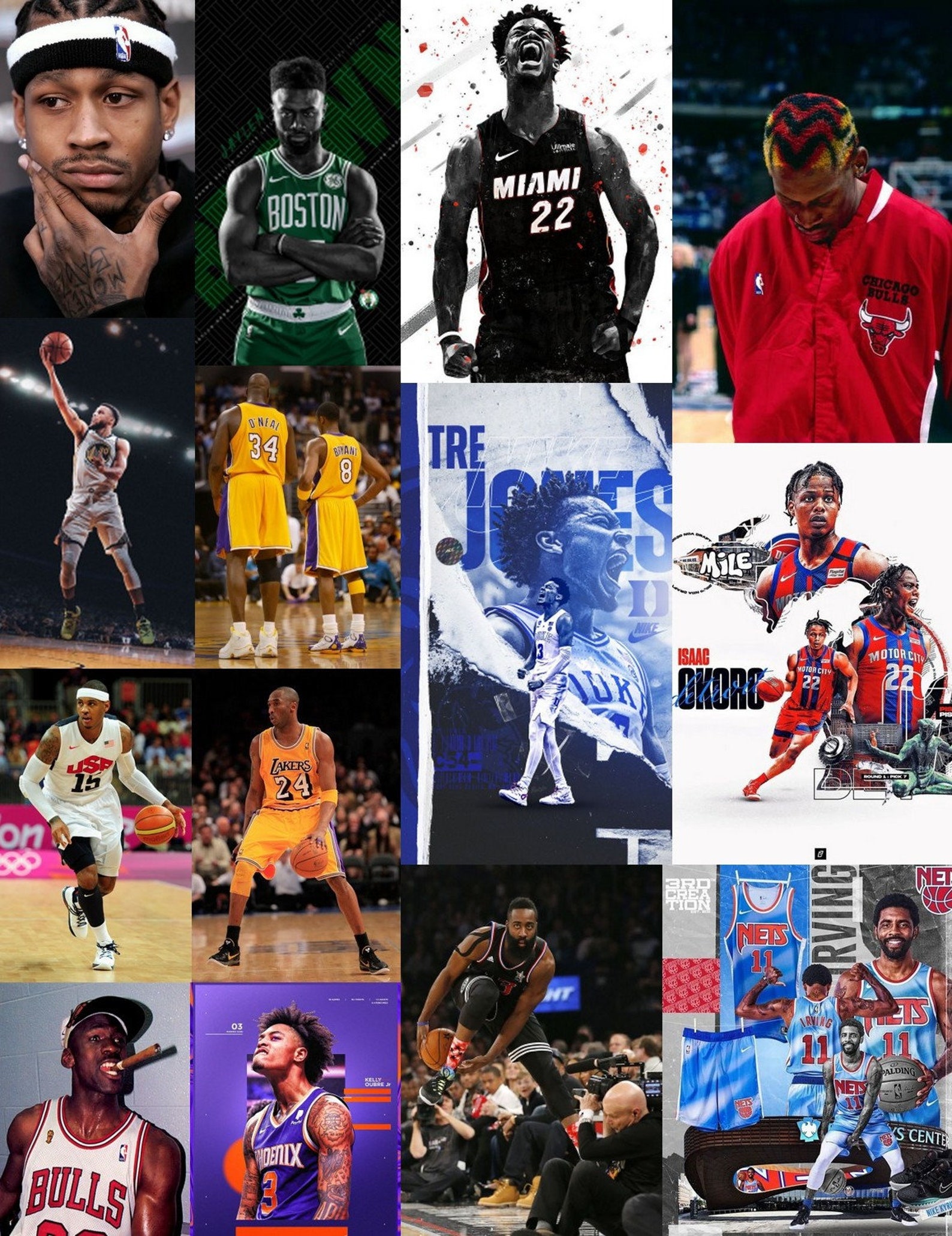 NBA Icons Aesthetic Wall Art Collage Printable Kit Of 100 | Etsy