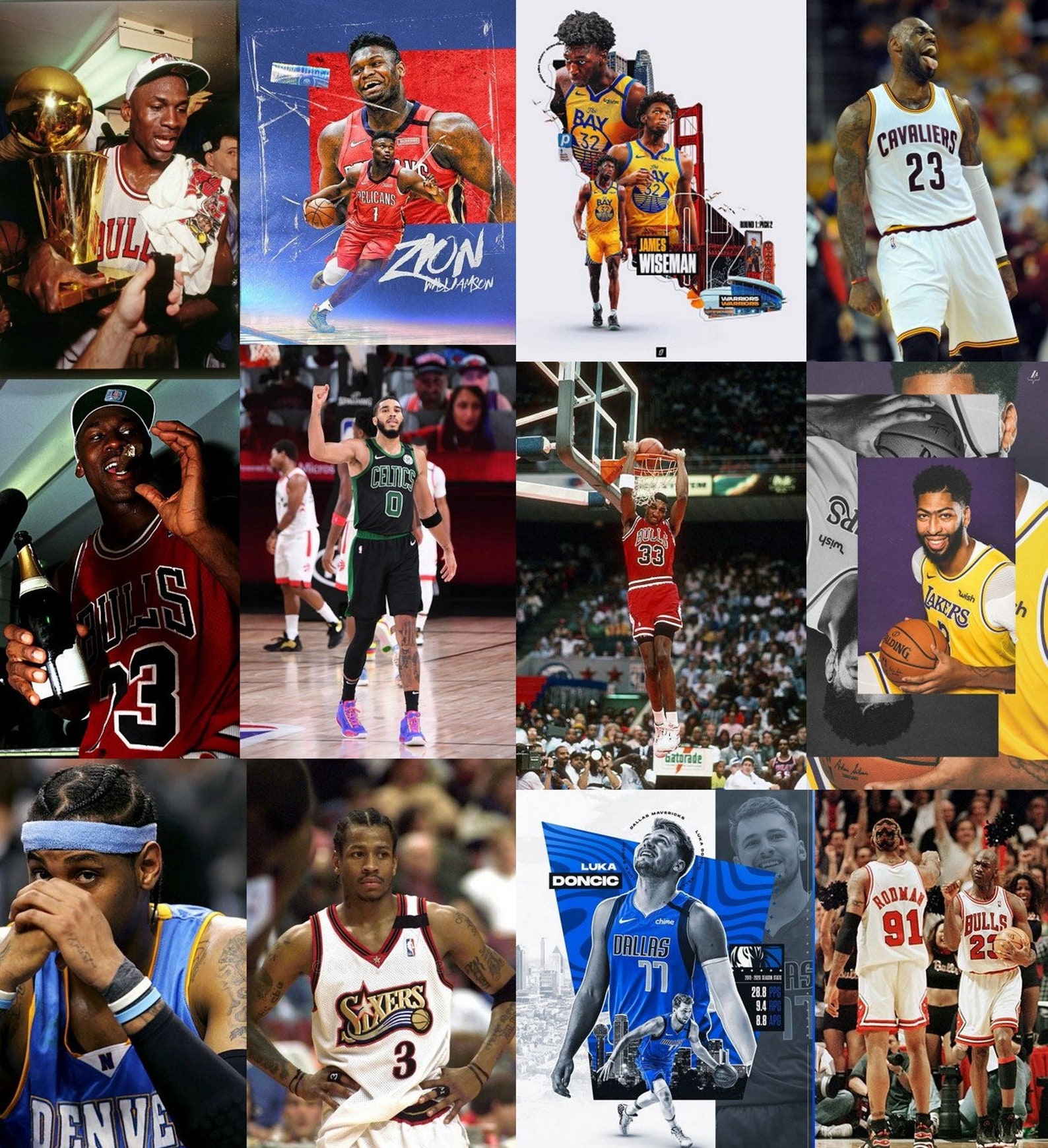 NBA Icons Aesthetic Wall Art Collage Printable Kit Of 100 | Etsy