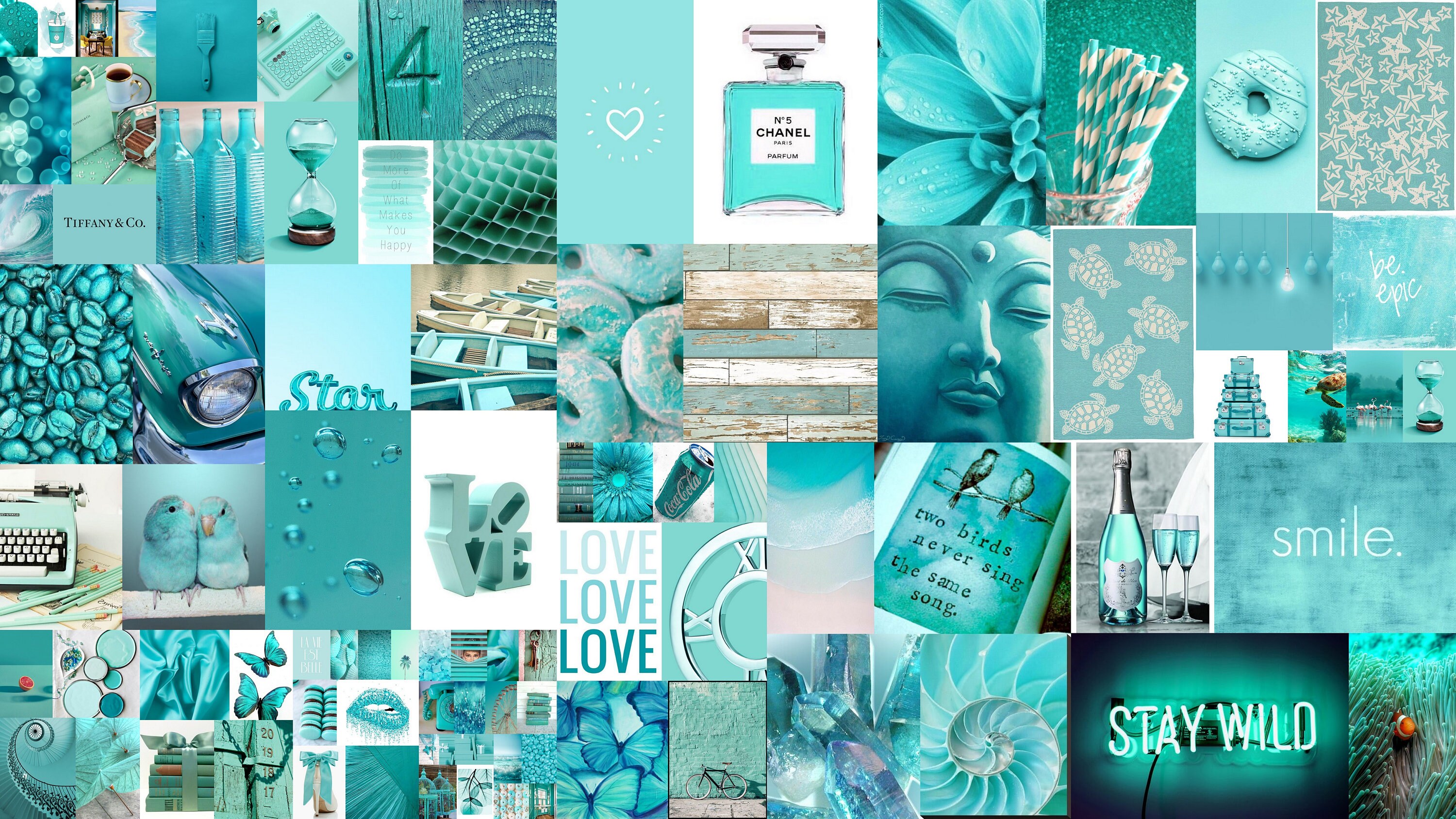 Boujee turquoise aesthetic wall collage kit Digital Download | Etsy