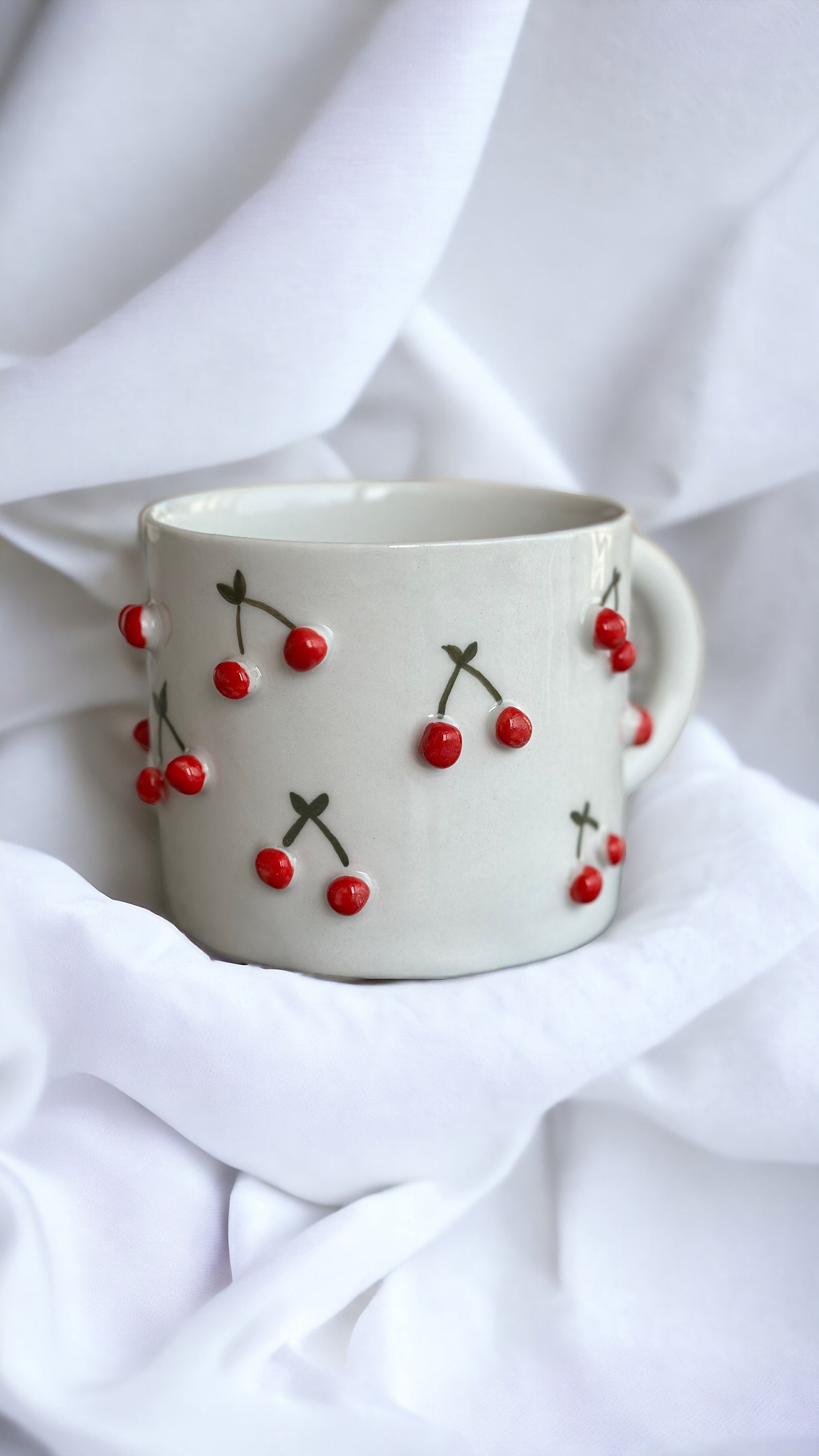 Cherry Porcelain Mugs, Cute Fruit Porcelain Mugs, Cute Coffee Mugs ...