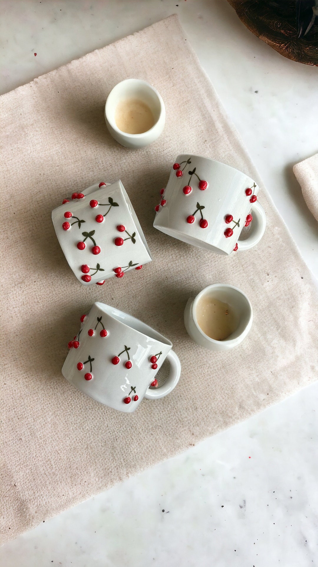 Cherry Porcelain Mugs, Cute Fruit Porcelain Mugs, Cute Coffee Mugs ...