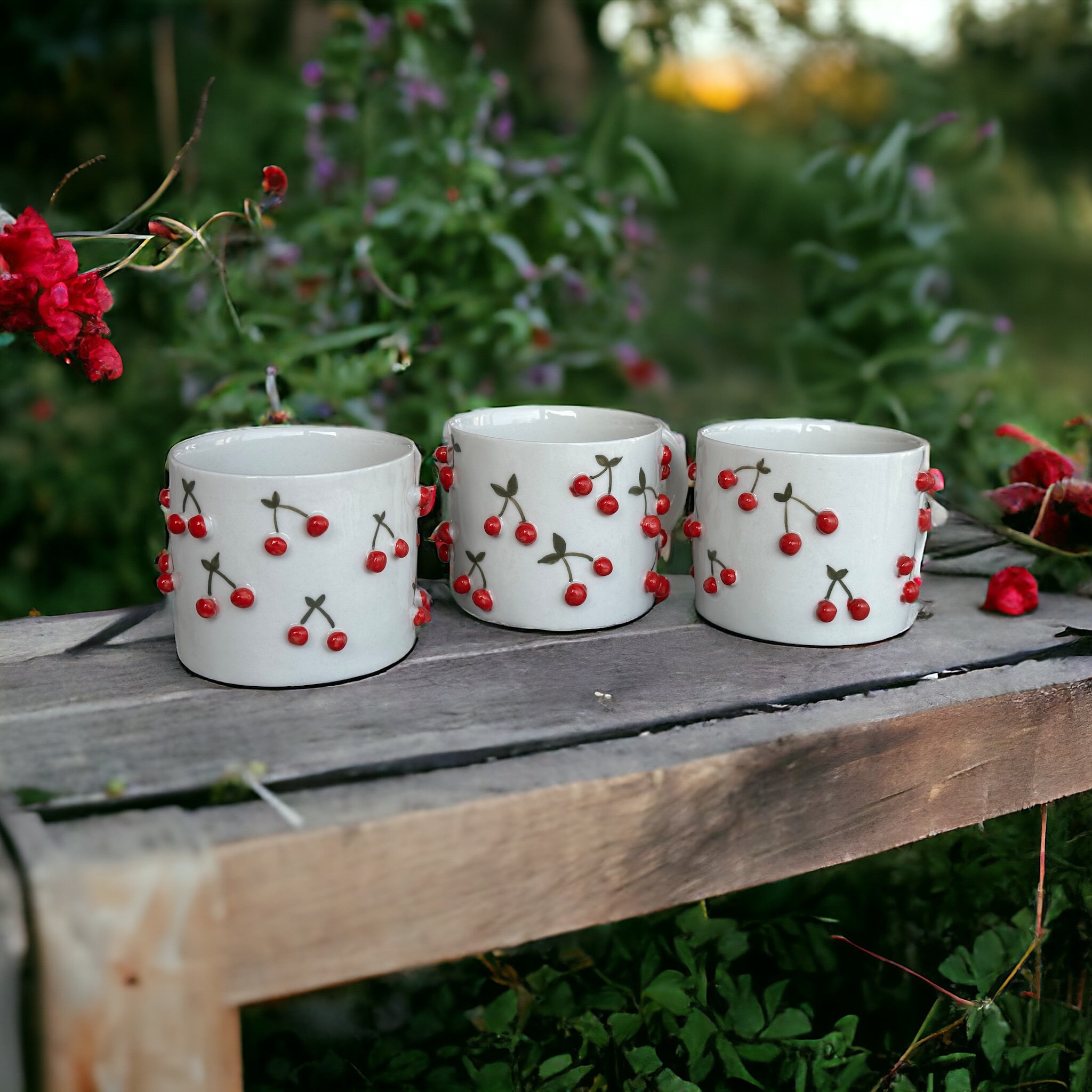 Cherry Porcelain Mugs, Cute Fruit Porcelain Mugs, Cute Coffee Mugs ...