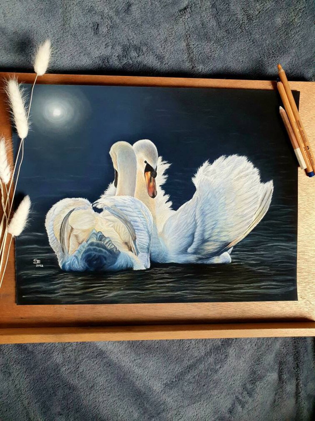 Original Drawing Swan - Etsy