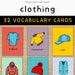 Clothing Flashcards ESL, 32 Printable English Language Vocabulary Cards ...