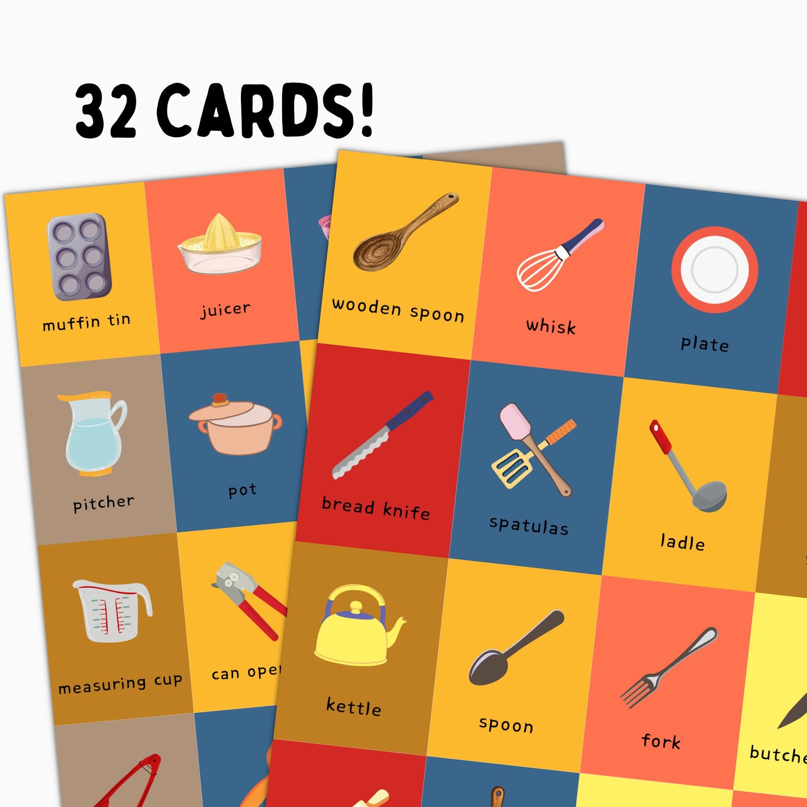 Kitchen Items and Cooking Tools Vocabulary Flashcards, Picture Cards ...
