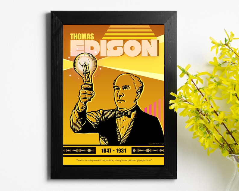 Thomas Edison Portrait, Printable Poster, Digital Download, High School ...