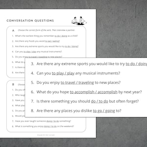 Gerund and Infinitive Anchor Charts PDF for ESL/ELL English Teaching ...