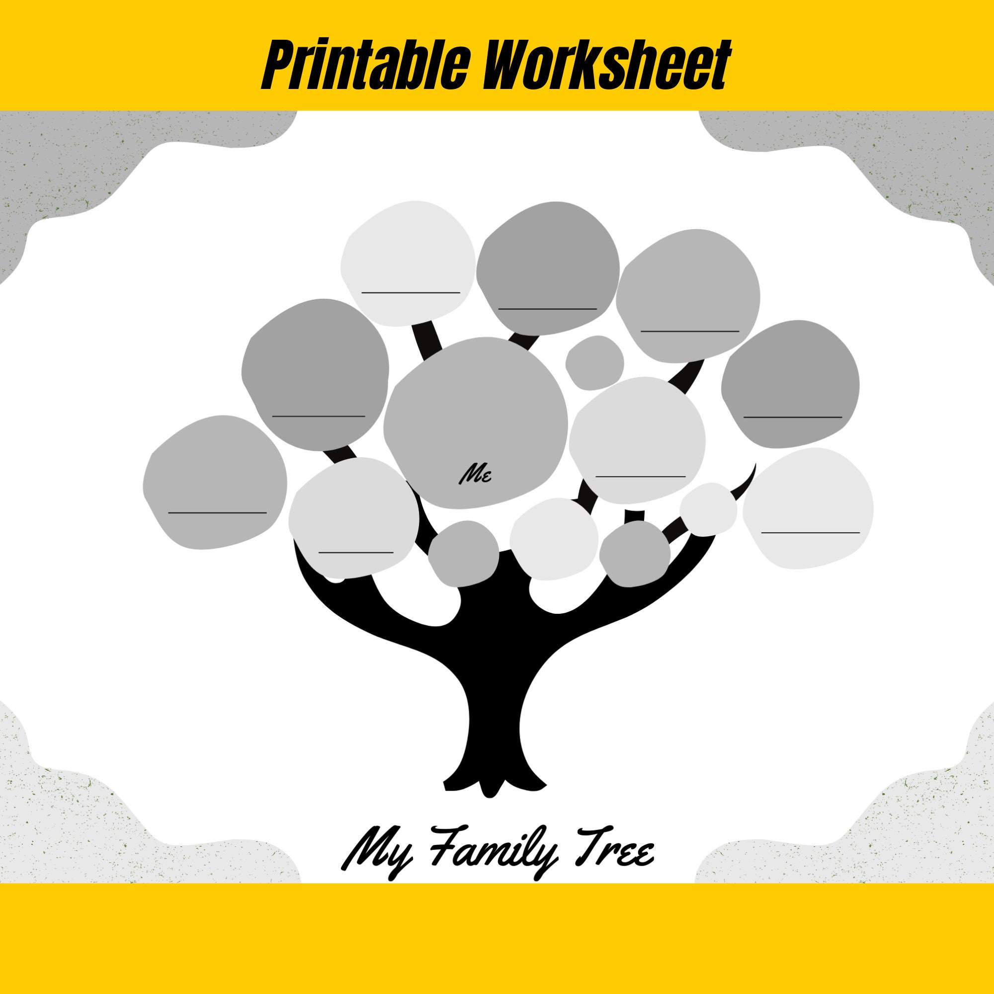 Simple Family Tree for Genealogy Projects, Editable Digital Template ...