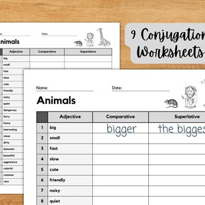 Comparative Worksheets and Superlative Worksheets Set of Printable Pdfs ...