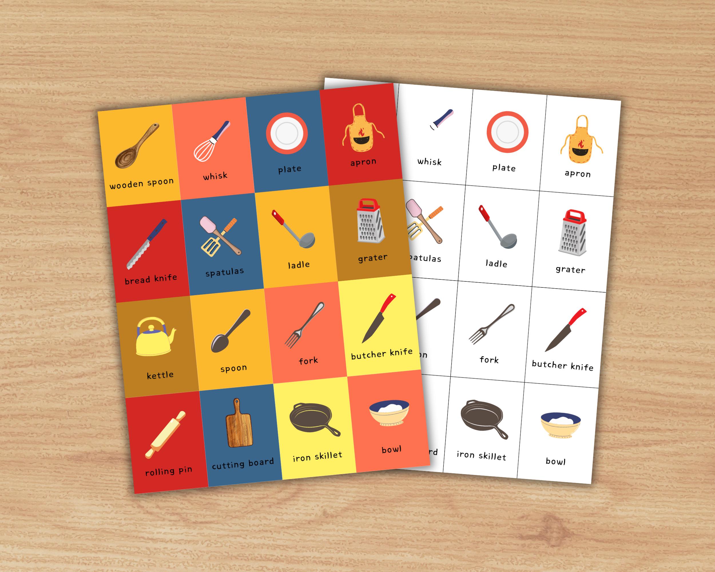 Cooking Flashcards, Kitchen Vocabulary, Culinary Picture Vocabulary ...