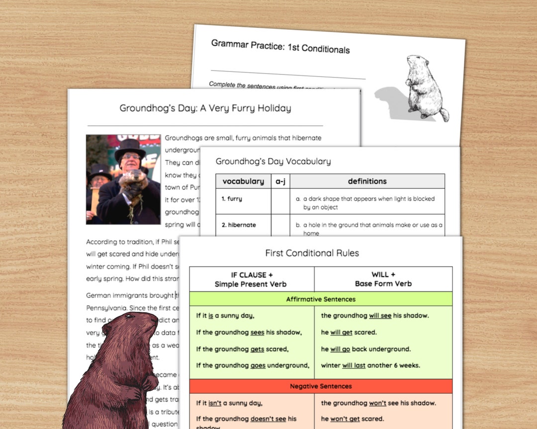Groundhog Day Reading Text, Comprehension, and First Conditional ...