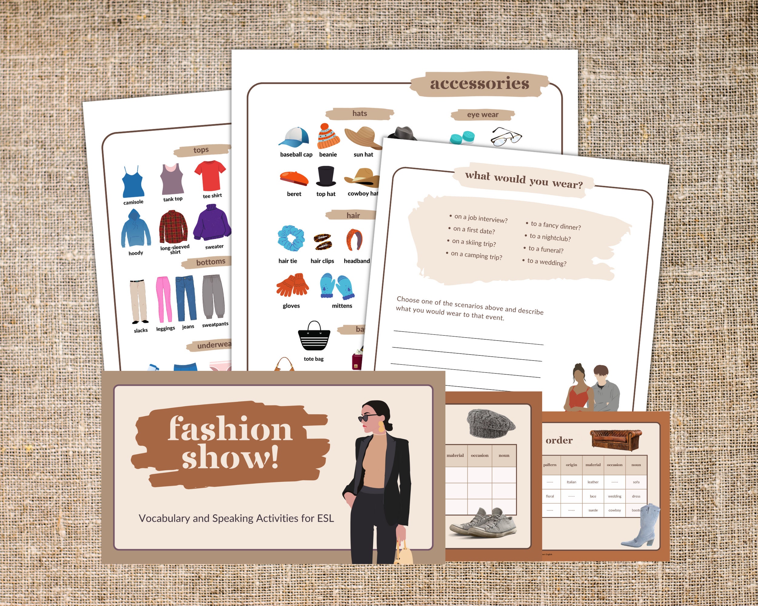 Fashion Show ESL PDF Printable and Presentation Lesson Plan, Ordering ...