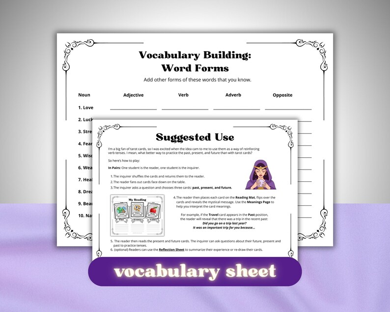 Classroom Friendly Tarot Cards: 24 Cards for Fun, Games, Grammar ...