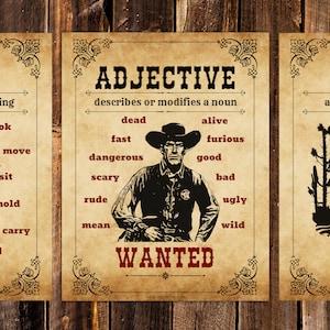 Western Parts of Speech Posters: ESL Grammar Charts (digital Download ...