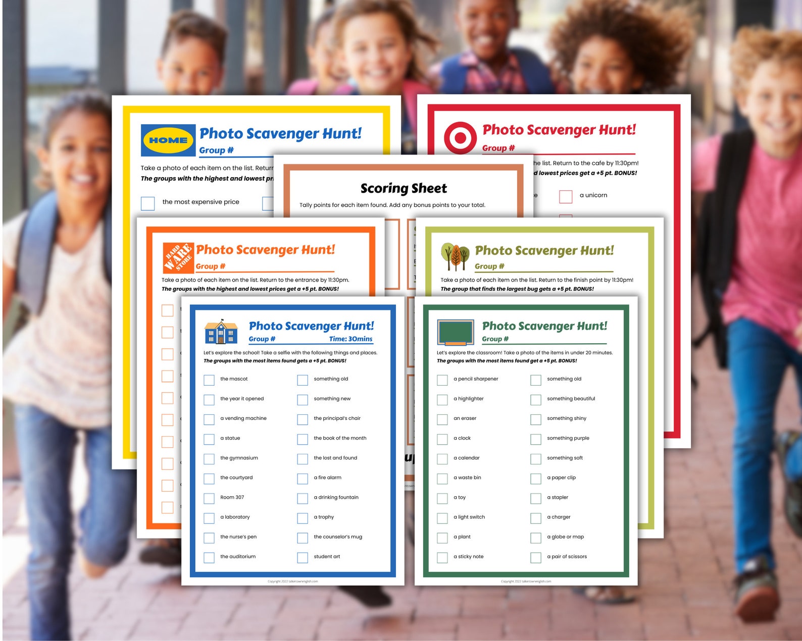 Photo Scavenger Hunt Templates for ESL, Shopping, Cultural Immersion ...