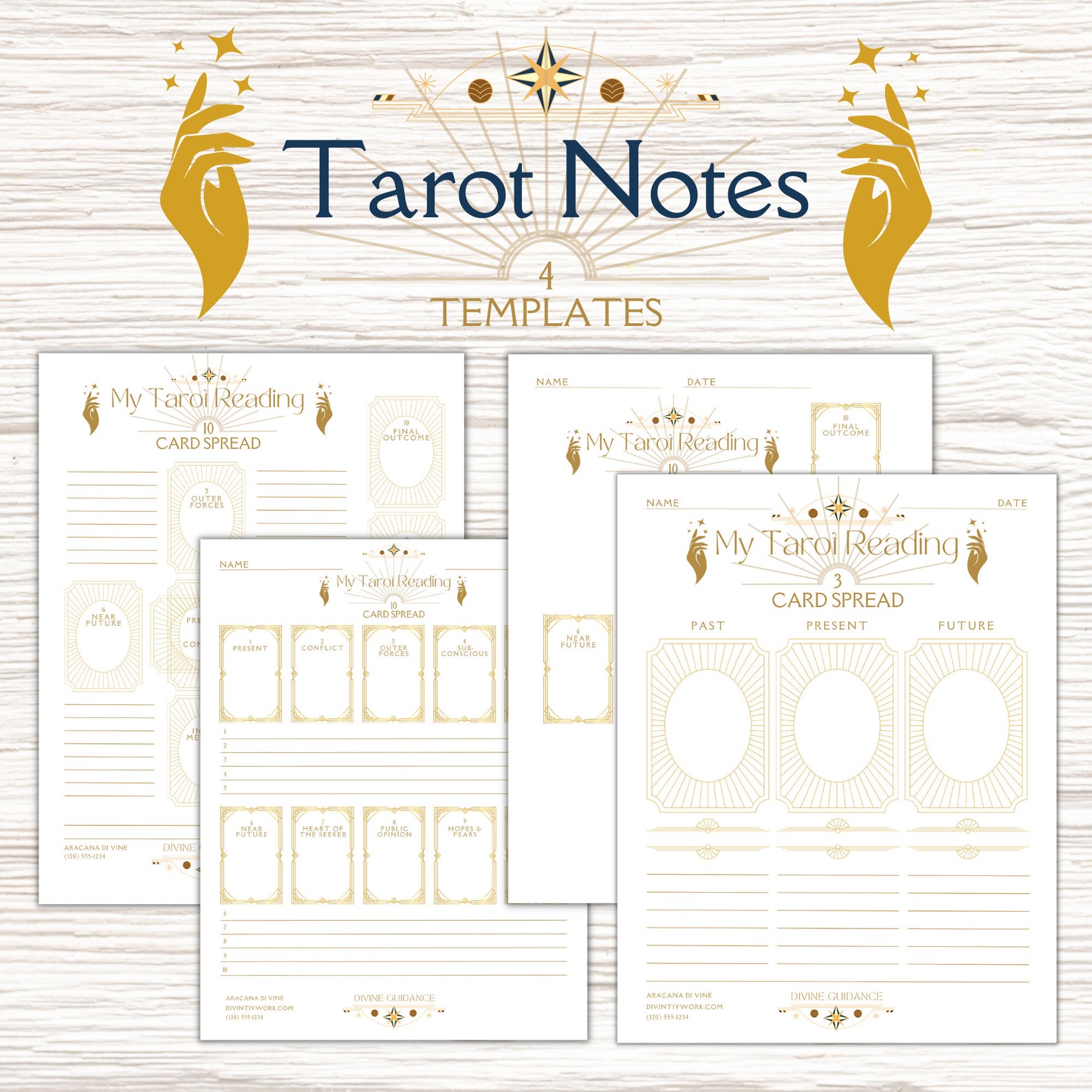 Tarot Reading Worksheets: 3-card & Celtic Cross Spreads (digital ...