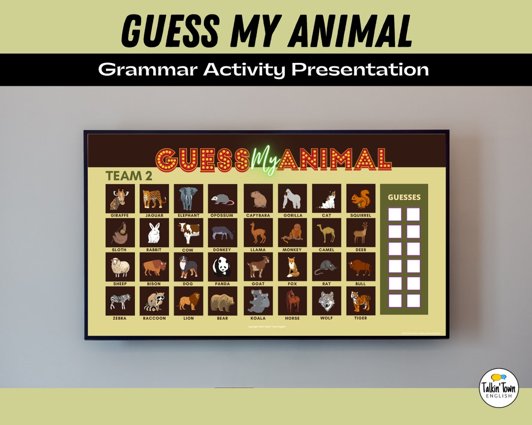 Animals Guessing Game English Resource for Auxiliary Questions and ...