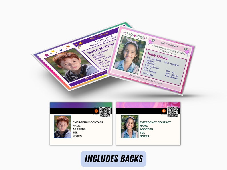 ID Card Template for Special Needs and Child Safety Identification ...