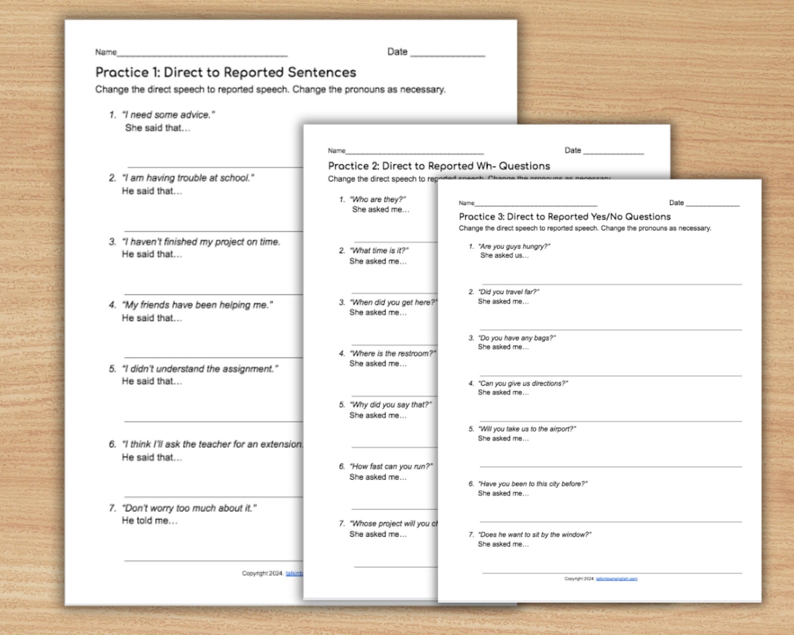 Reported Speech ESL Worksheets and Presentation PDF Lesson Plan and ...
