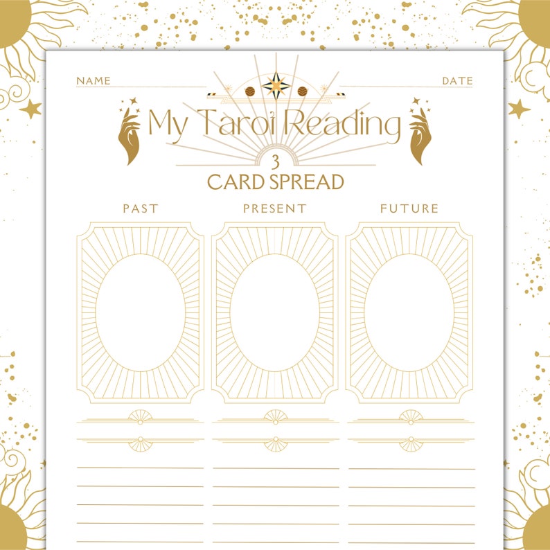 Tarot Reading Worksheets: 3-card & Celtic Cross Spreads (digital ...
