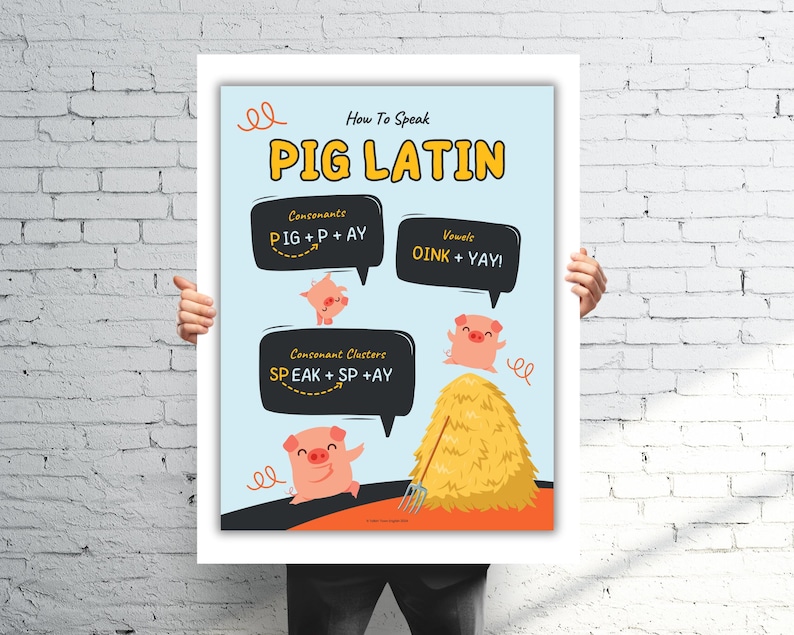 Pig Latin Poster, How to Speak Pig Latin Posters in Four Styles ...