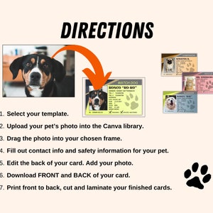 Custom DIY Pet ID Card Template to Design and Print at Home for Dog ...