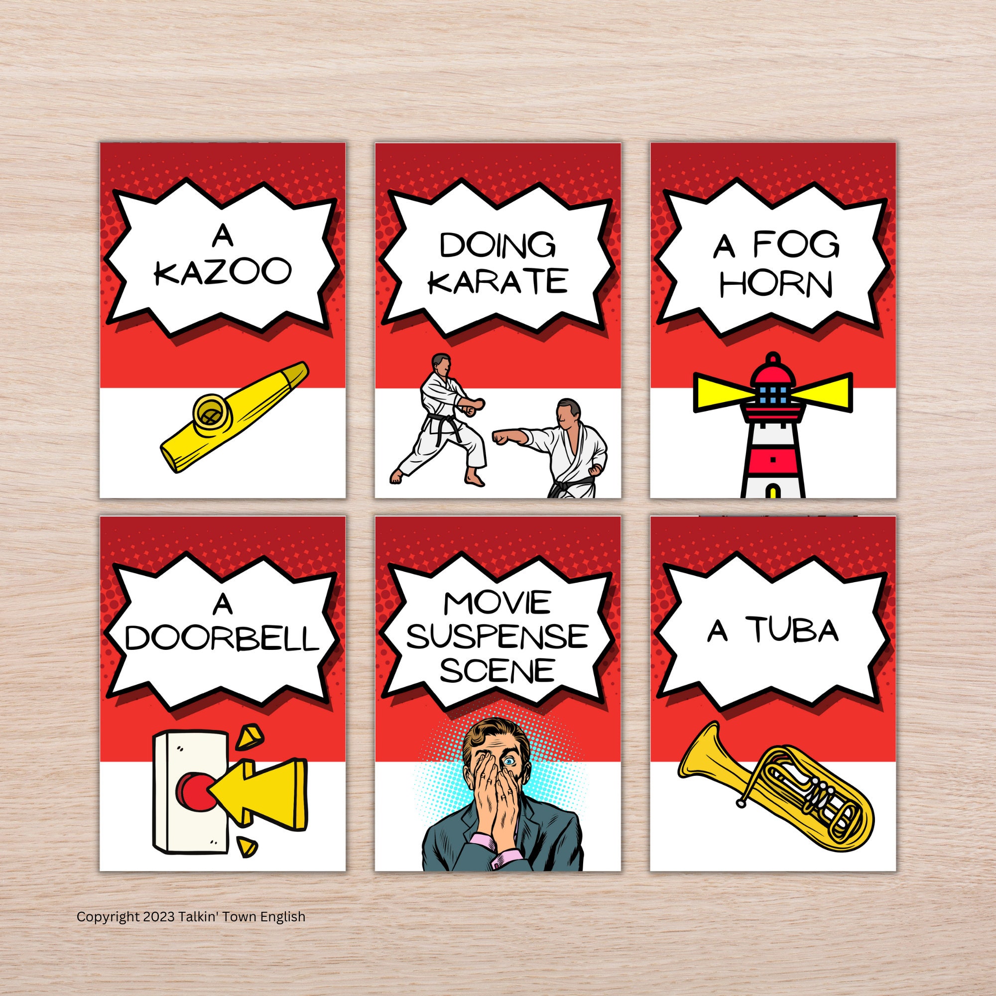 Sound Effects Game Cards PDF: 100 Fun Printable Sound Effect Cards for ...