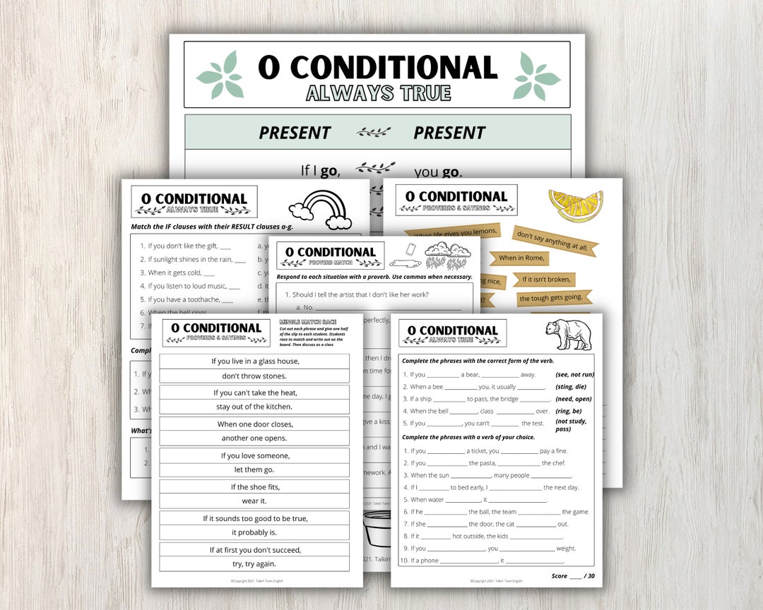 Zero Conditional Grammar ESL Activity Pack: If Clauses, Proverbs ...