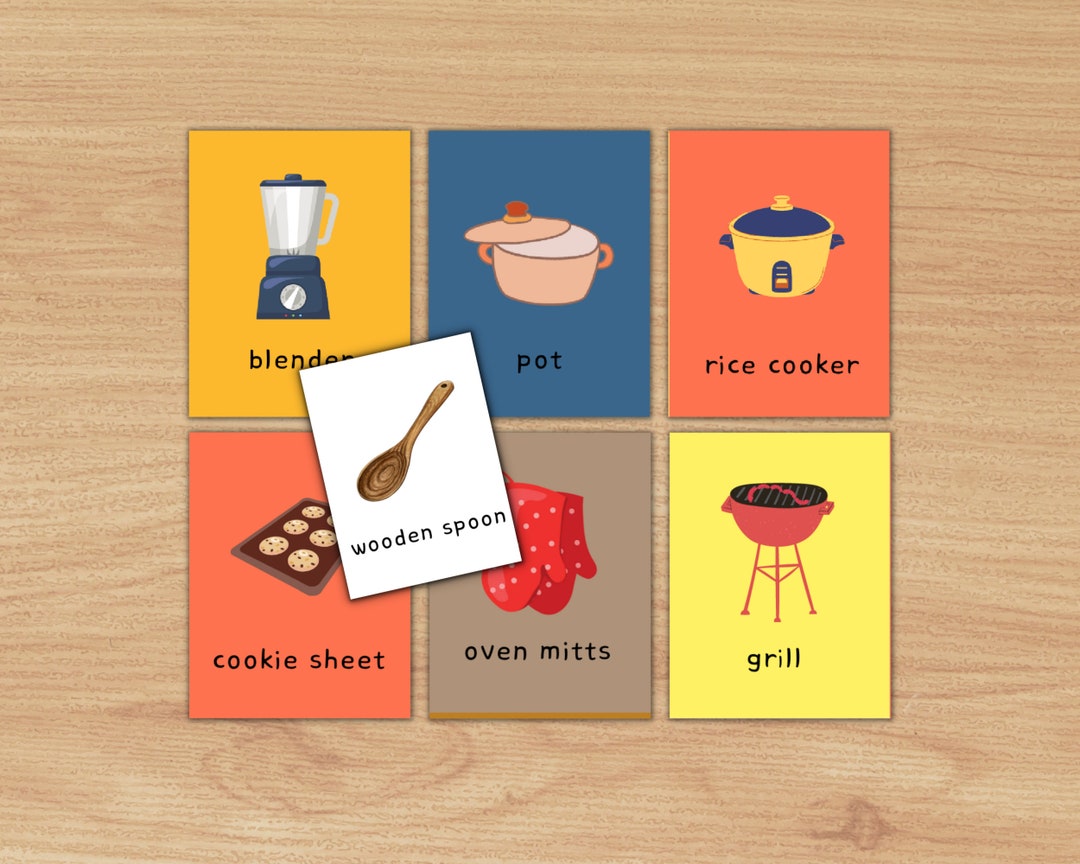 Tarjetas didácticas imprimibles de cocina y cocina en PDF, tarjetas de ...