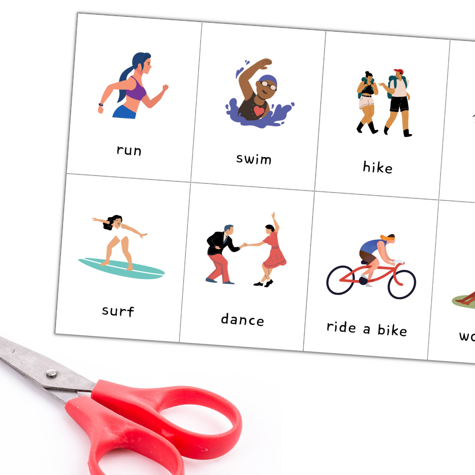 Hobbies Vocabulary Cards for ESL Games, Memory, Charades, and ...