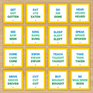 200 English Flashcards PDF Printable Deck of Regular, Irregular and ...