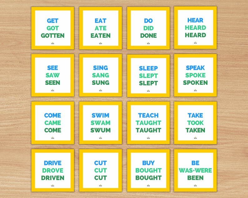 200 English Flashcards PDF Printable Deck of Regular, Irregular and ...