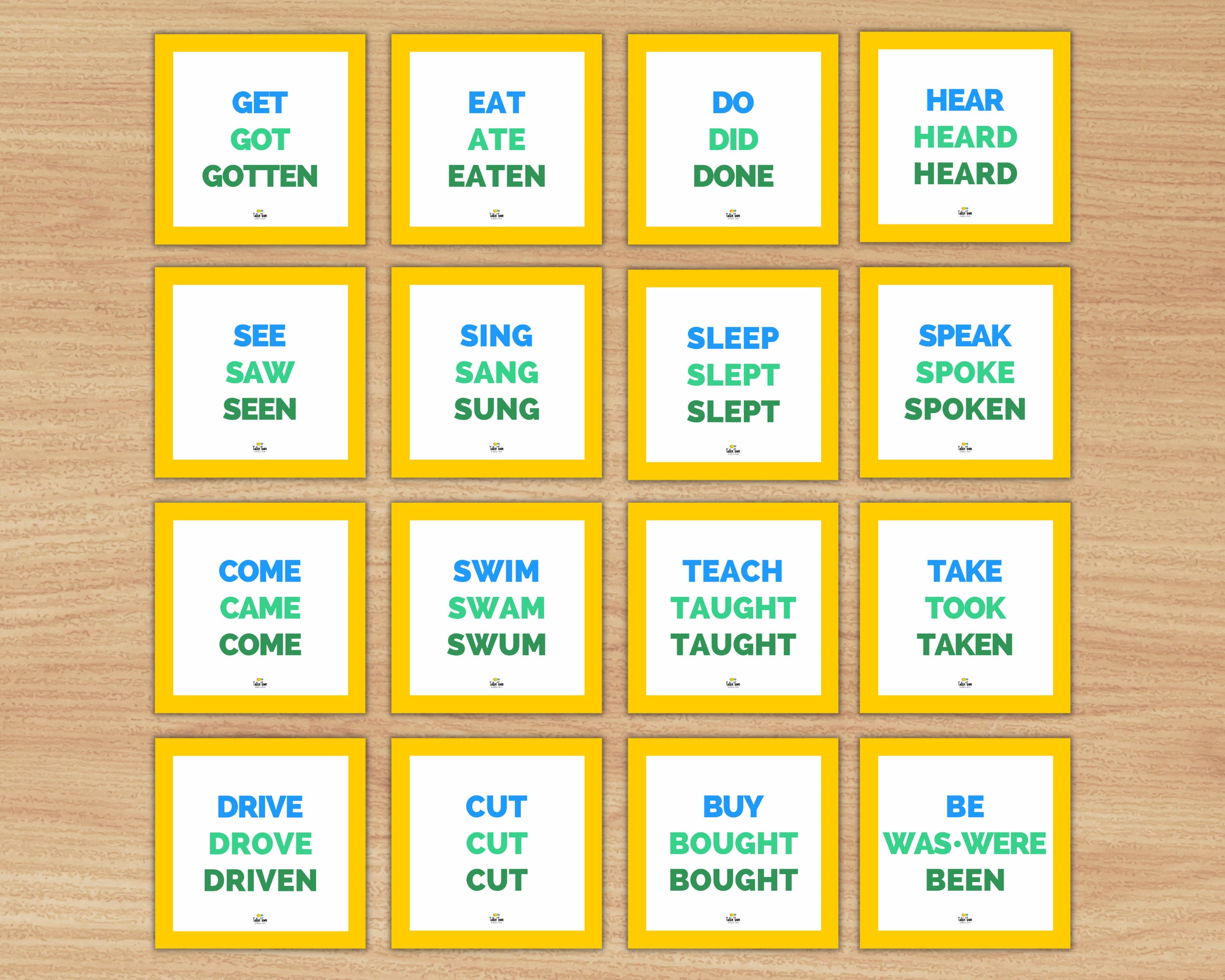 200 English Flashcards PDF Printable Deck of Regular, Irregular and ...