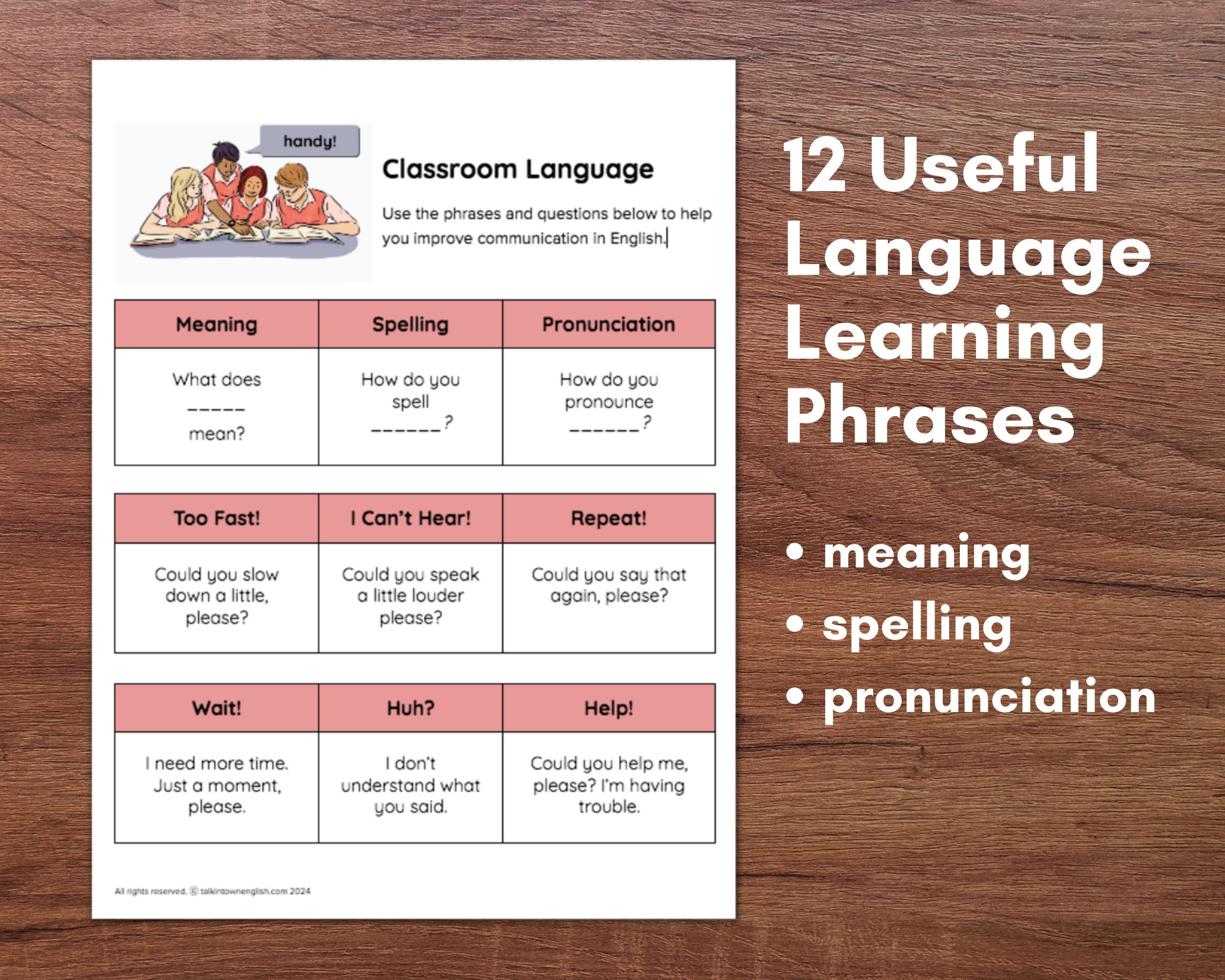 Classroom Language and Communication Phrases Activity Worksheets for ...