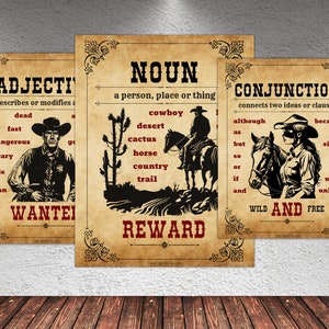 Western Parts of Speech Posters: ESL Grammar Charts (digital Download ...