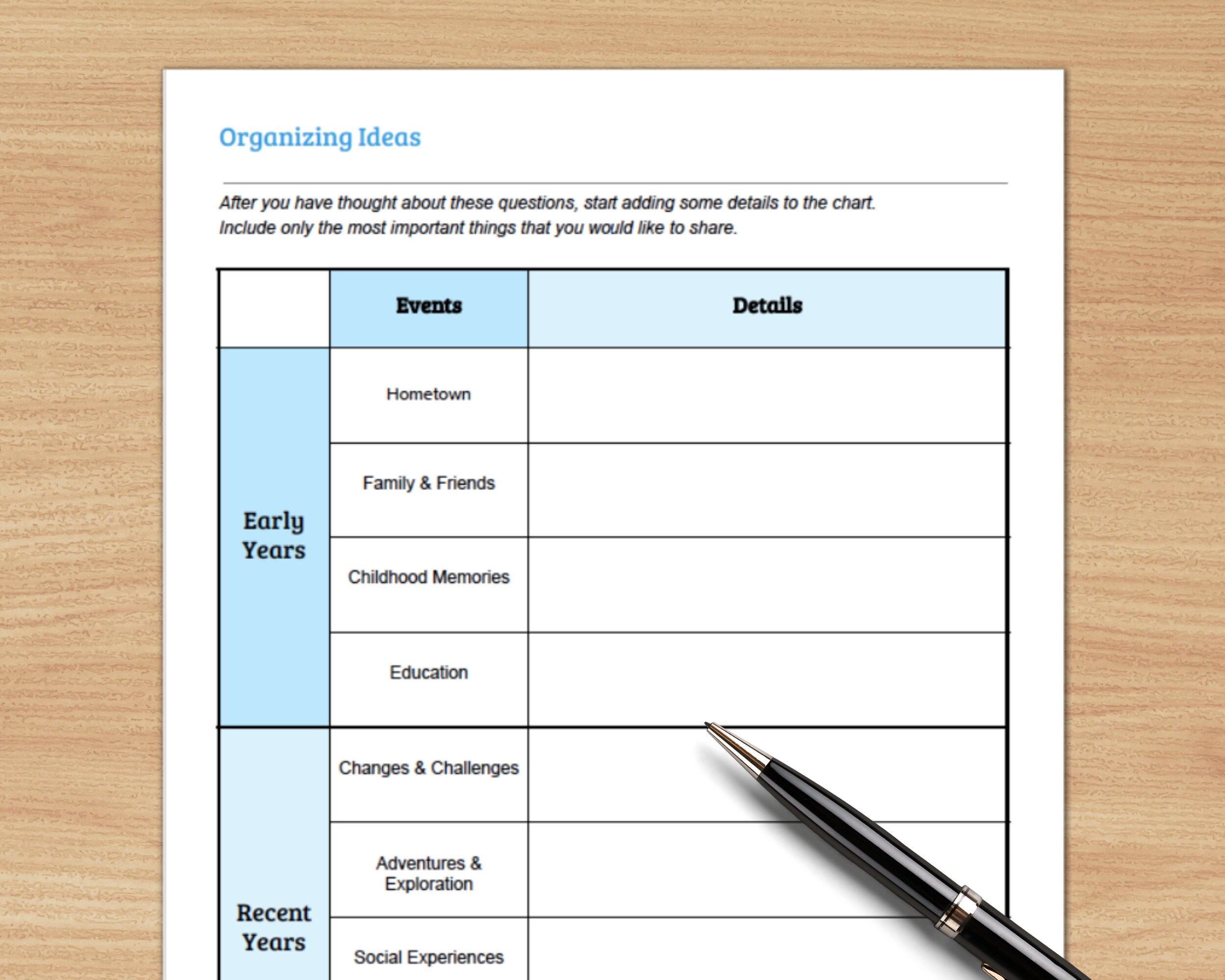 Autobiography Writing and Speaking Activity PDF Worksheets and Template ...