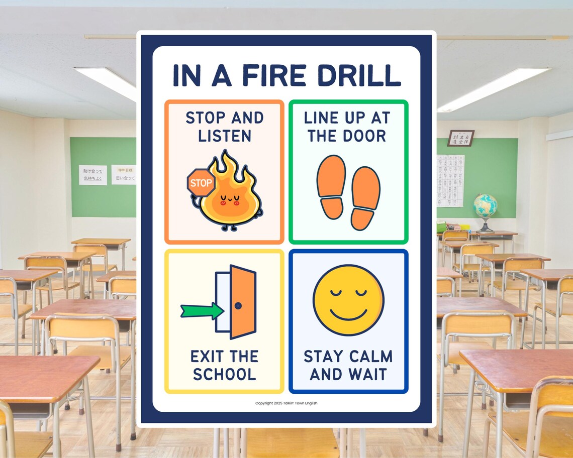 Classroom Lockdown & Fire Drill Posters: Kid-friendly Safety Signs (PDF ...