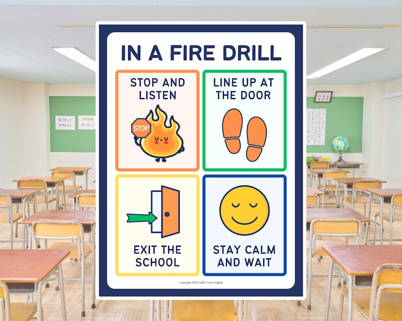 Classroom Lockdown & Fire Drill Posters: Kid-friendly Safety Signs (PDF ...