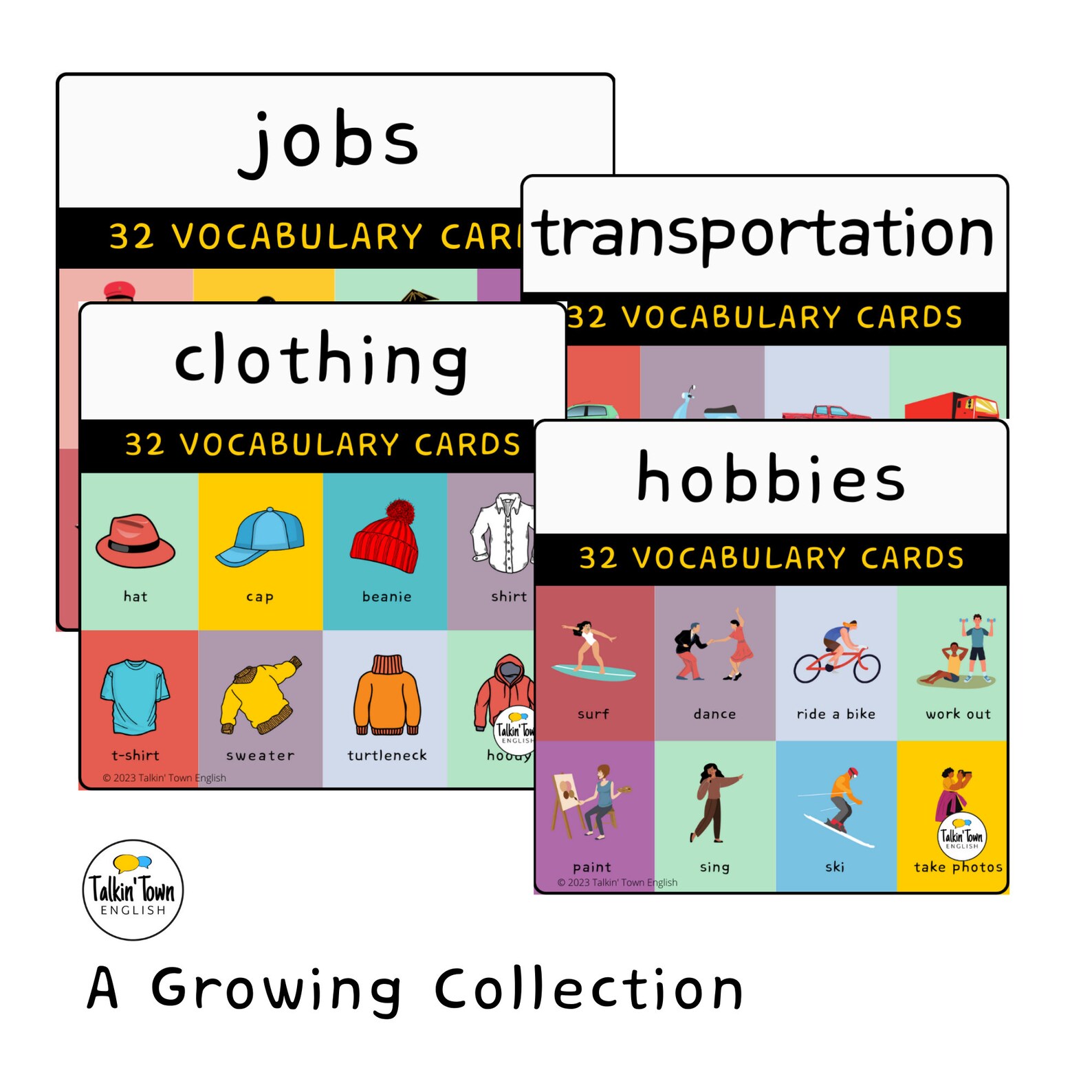 600+ Printable Vocabulary Flashcards Cards by Topic for Classroom Games ...