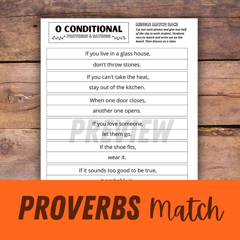 Zero Conditional Grammar ESL Activity Pack: If Clauses, Proverbs ...