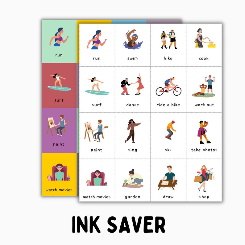 Hobbies Vocabulary Cards for ESL Games, Memory, Charades, and ...